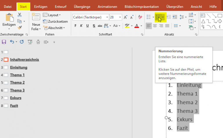 PowerPoint: Inhaltsverzeichnis erstellen - Power To The Point
